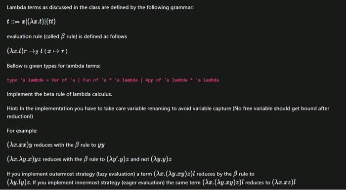 Solved Lambda terms as discussed in the class are defined by | Chegg.com