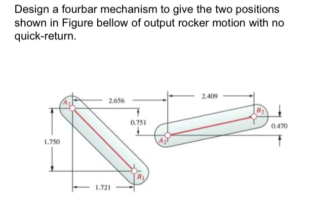 Solved Design a fourbar mechanism to give the two positions | Chegg.com