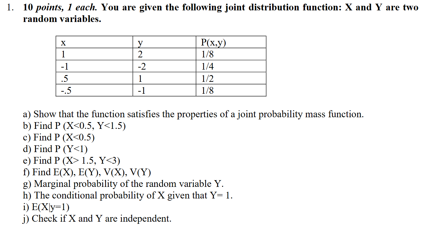 Solved 10 ﻿points, 1 ﻿each. You are given the following | Chegg.com