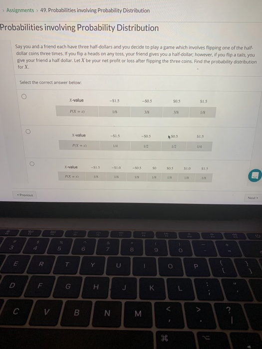 Solved > Assignments > 49. Probabilities involving | Chegg.com