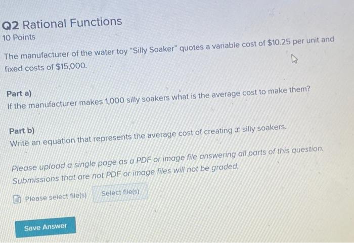Solved Q2 Rational Functions 10 Points The manufacturer of | Chegg.com Solved Q2 Rational Functions 10 Points The manufacturer of | Chegg.com