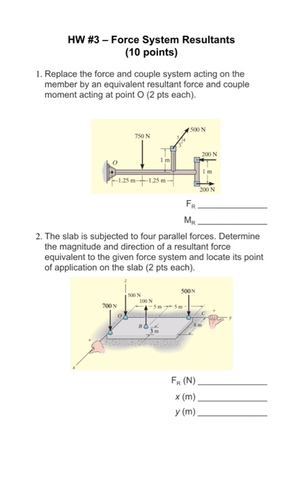 HW #3 - Force System Resultants (10 points) 1. | Chegg.com