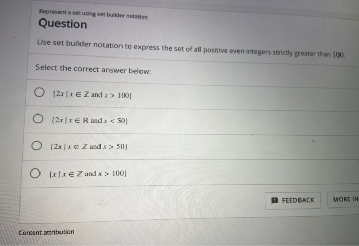 Solved Represent a set using set builder notation Question | Chegg.com