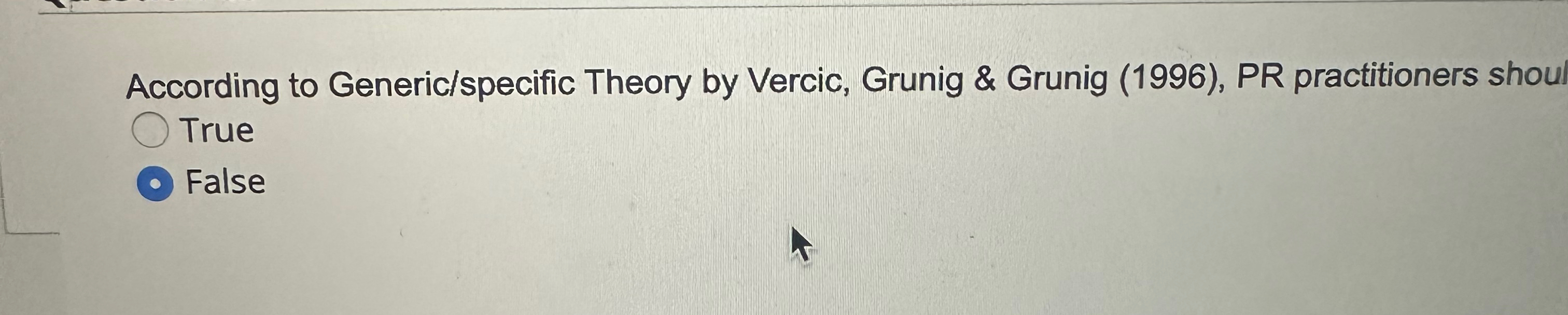 Solved According to Generic/specific Theory by Vercic, | Chegg.com
