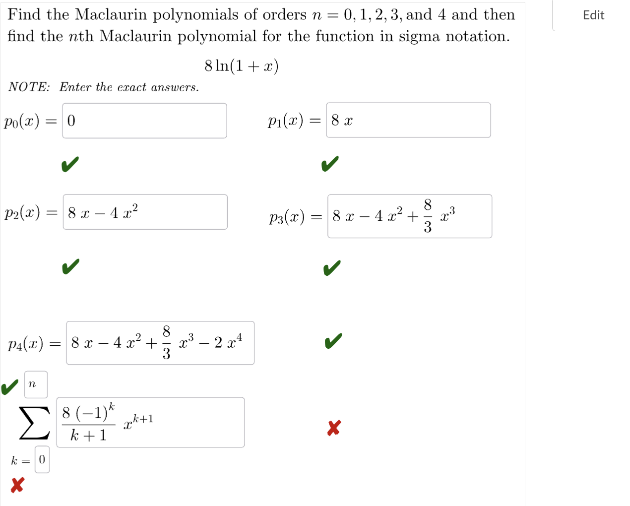 Solved Find the Maclaurin polynomials of orders n=0,1,2,3, | Chegg.com