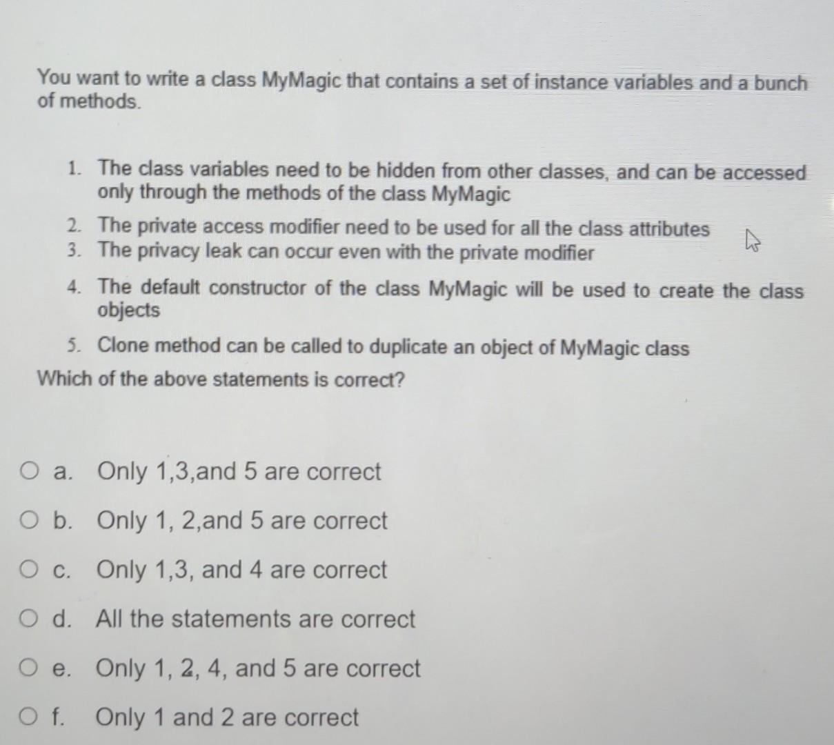 Solved You want to write a class MyMagic that contains a set | Chegg.com