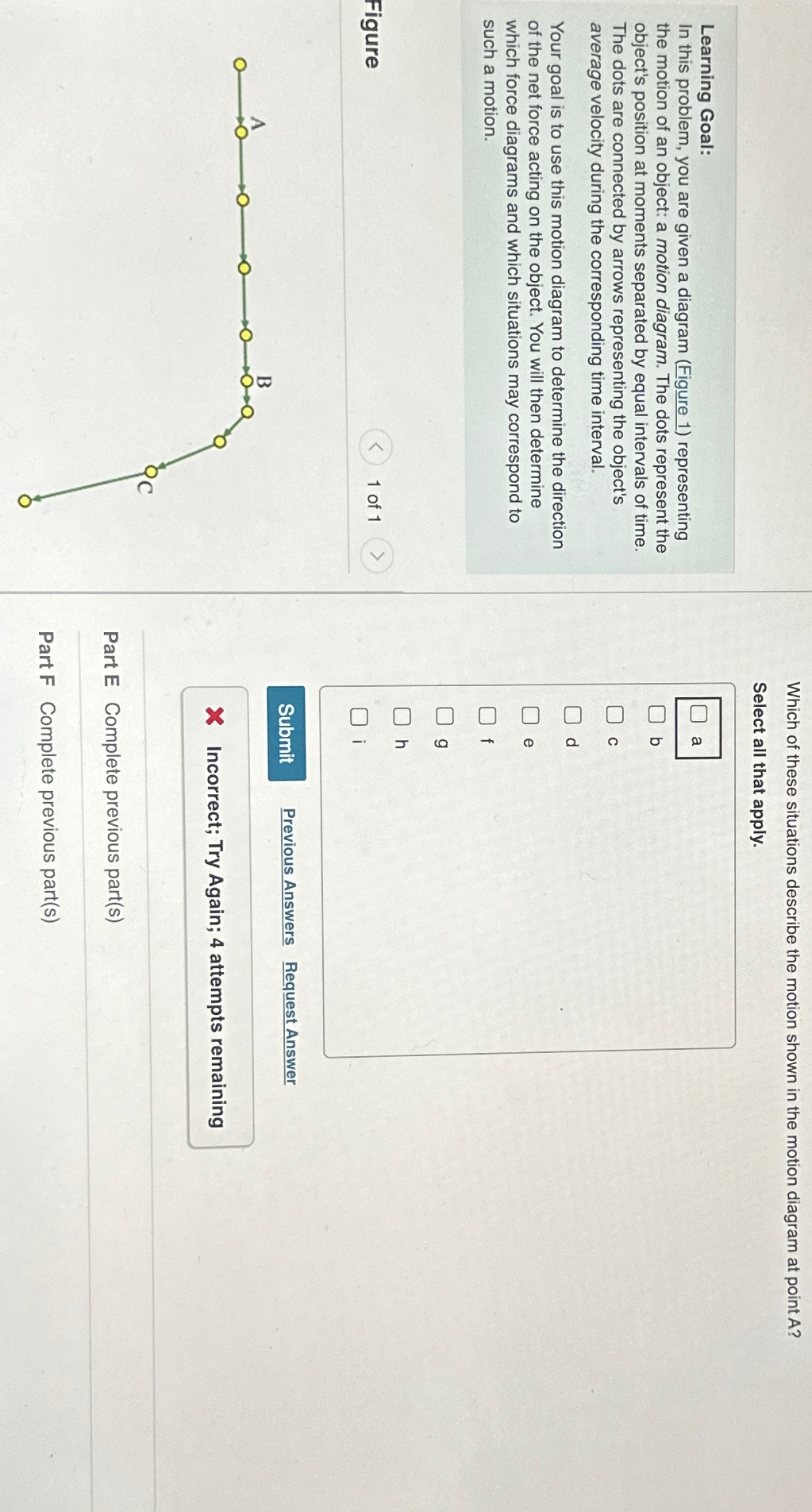 Solved Which of these situations describe the motion shown | Chegg.com