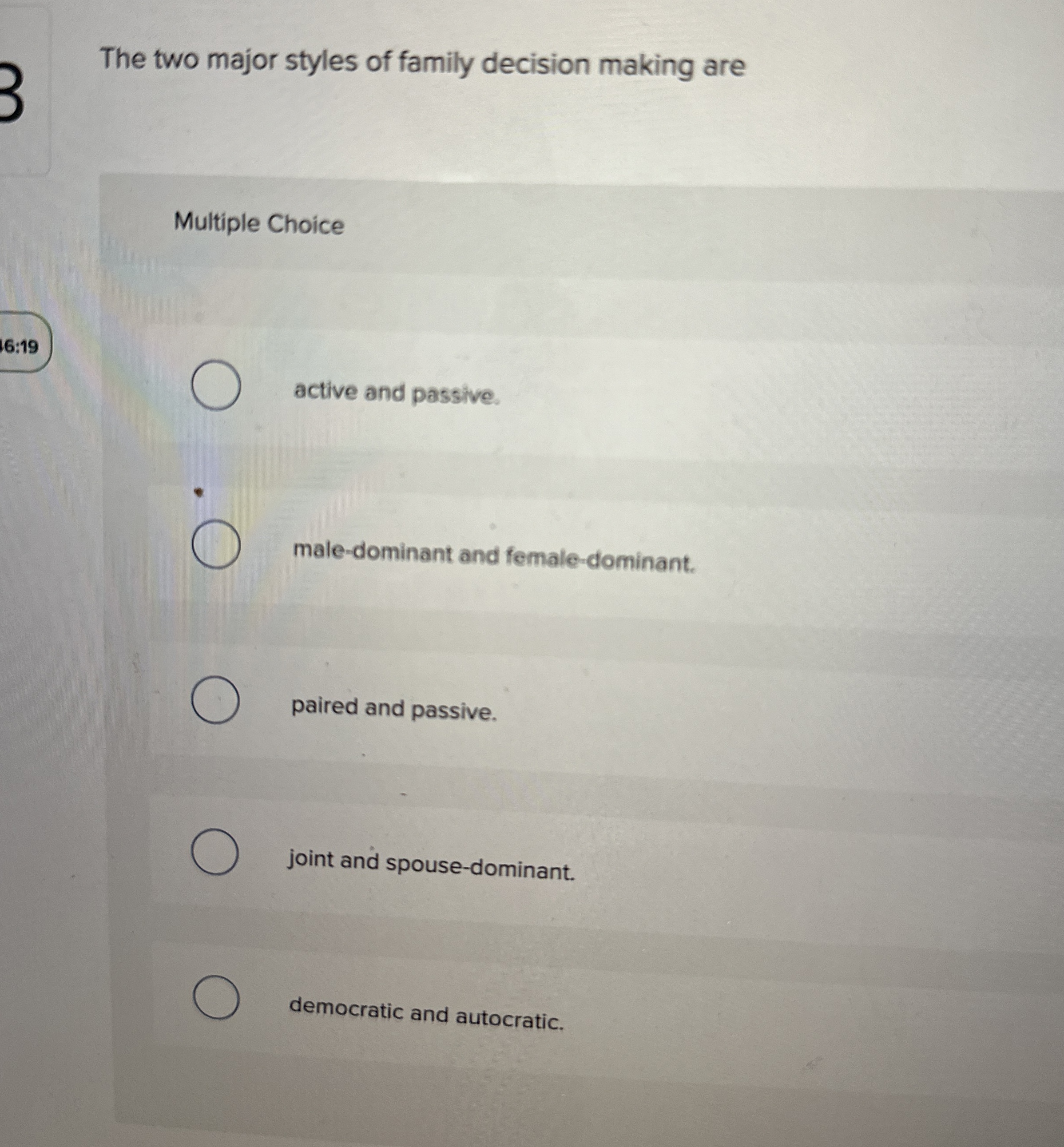 Solved The two major styles of family decision making | Chegg.com