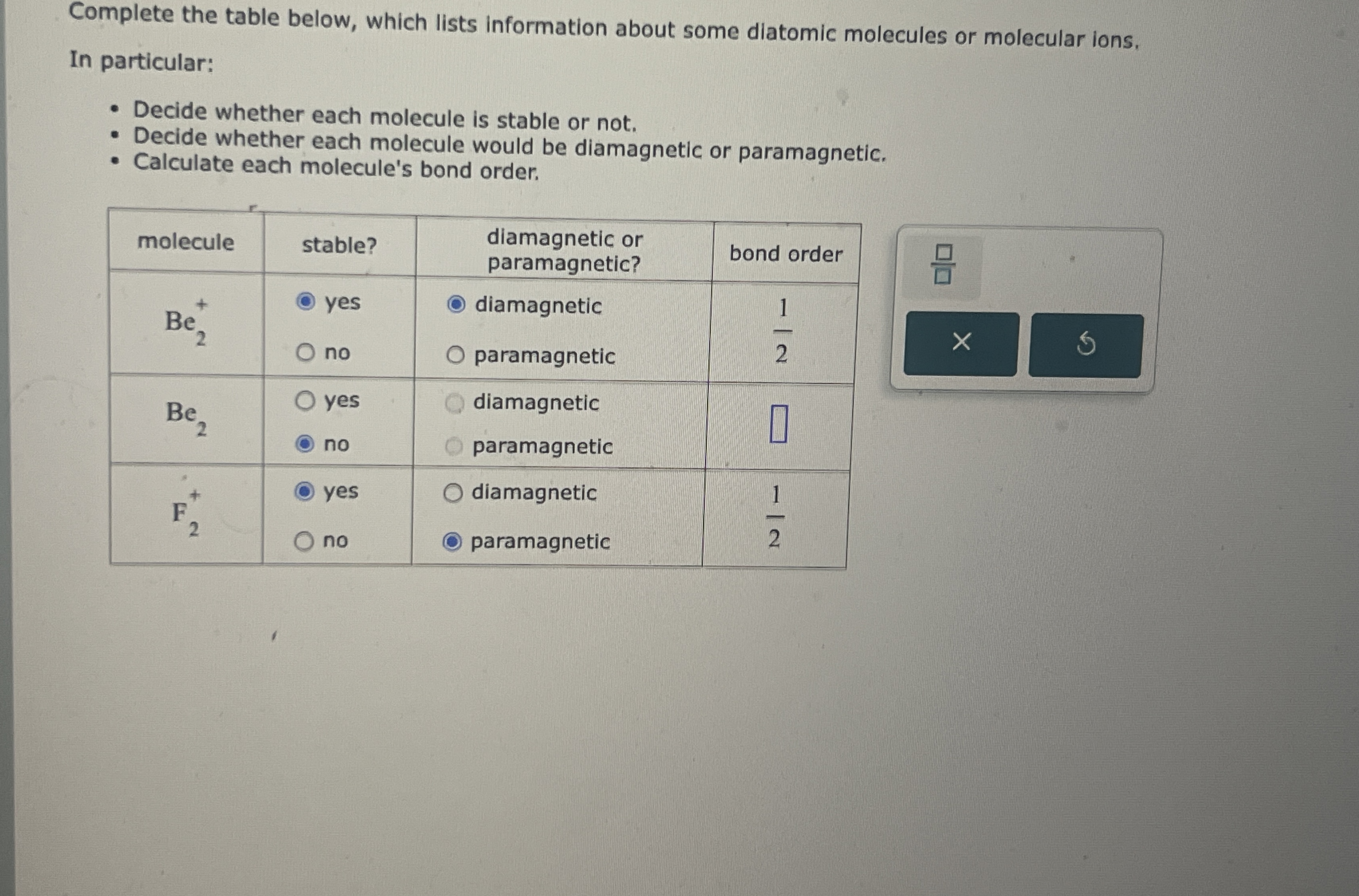 Solved by an EXPERT In particular:Decide whether each molecule is stable | Chegg.com