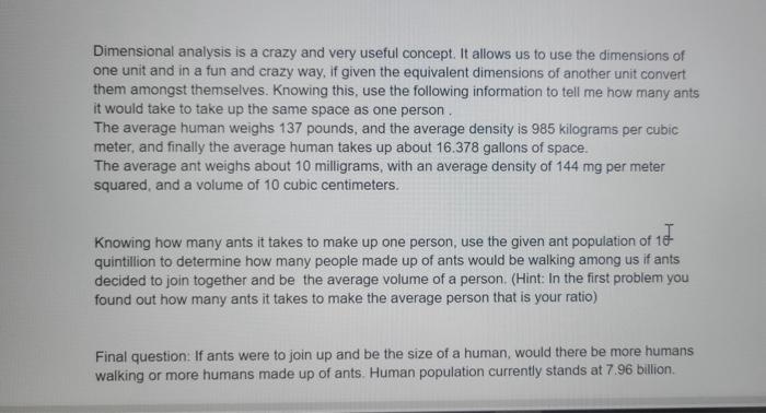 Solved Dimensional analysis is a crazy and very useful | Chegg.com