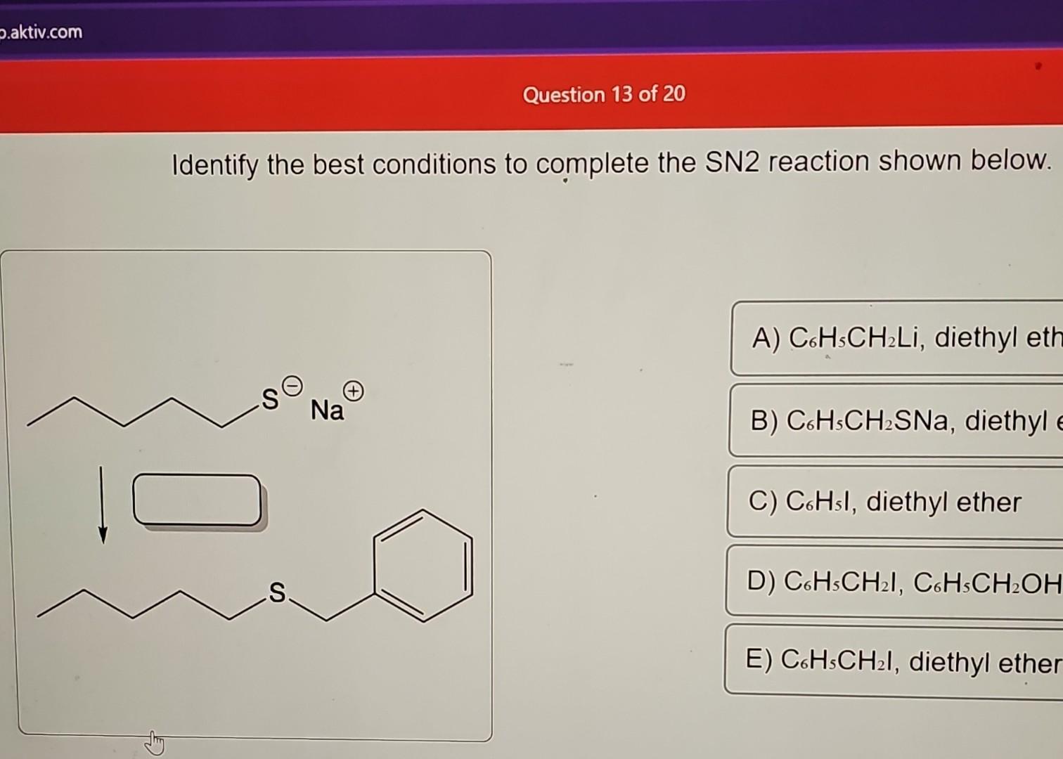 Solved Identify the best conditions to complete the SN2 | Chegg.com
