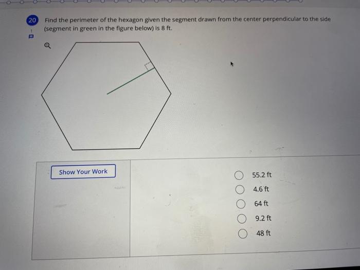 Solved 20 Find the perimeter of the hexagon given the | Chegg.com