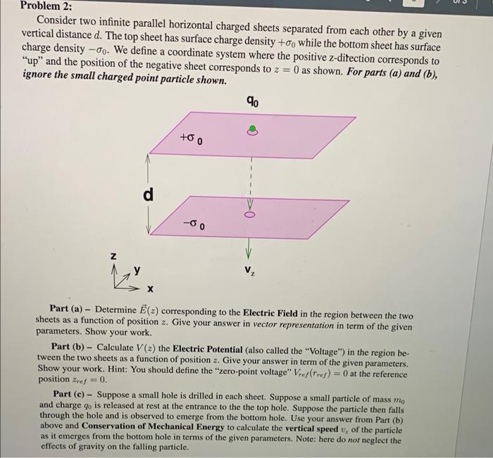 Solved Problem 2: Consider two infinite parallel horizontal | Chegg.com