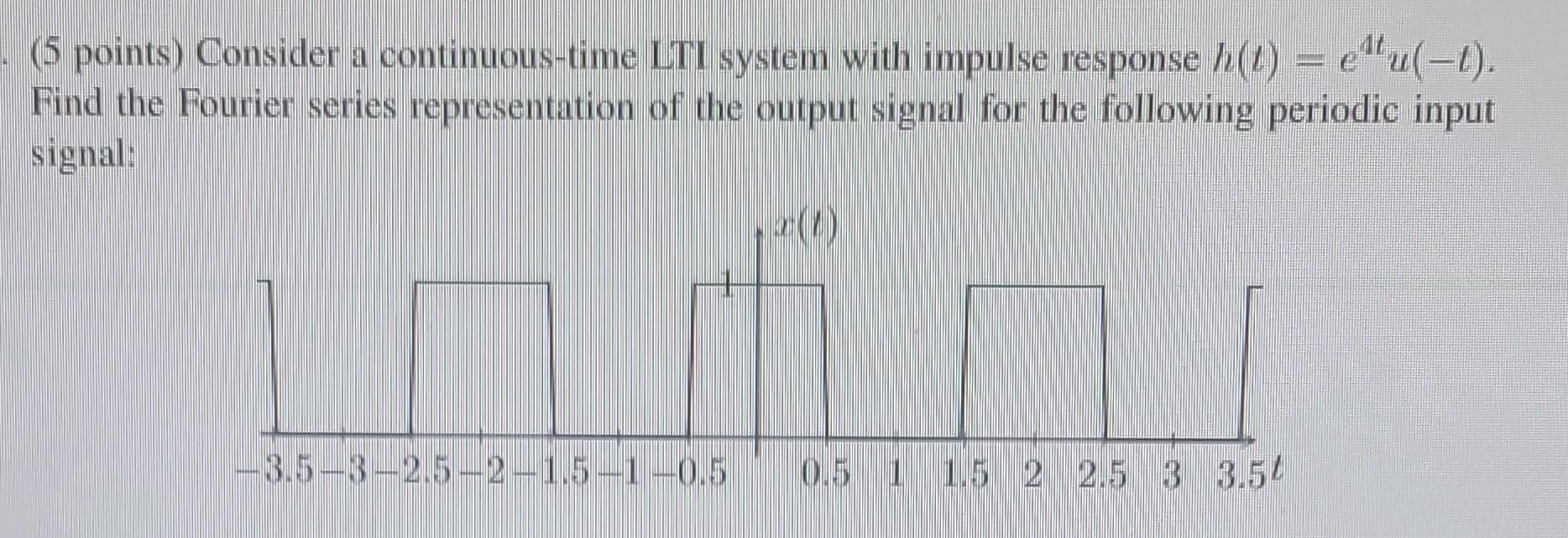 Solved (5 points) Consider a continuous-time LTI system with | Chegg.com