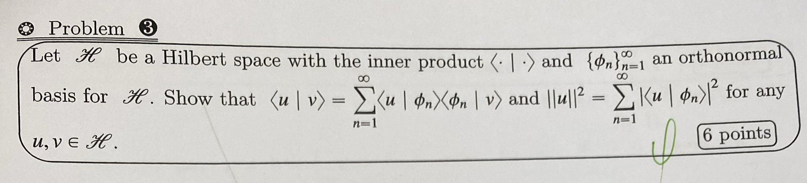 Solved ProblemLet H ﻿be a Hilbert space with the inner | Chegg.com
