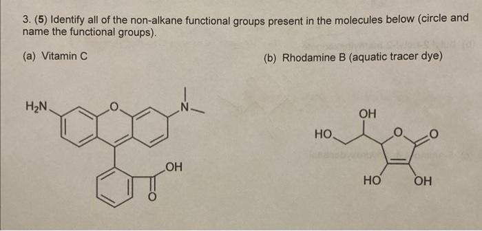 Solved 3. (5) Identify all of the non-alkane functional | Chegg.com