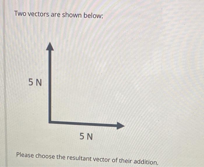 Solved Two vectors are shown below: 5 N 5N Please choose the | Chegg.com