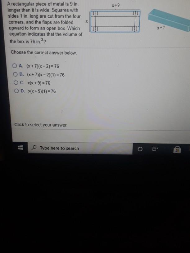 Solved *+9 A rectangular piece of metal is 9 in. longer than | Chegg.com