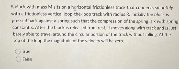 Solved A block with mass M sits on a herizontal frictionless | Chegg.com