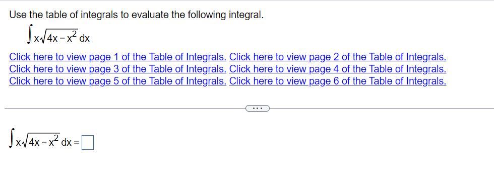 Solved Use the table of integrals to evaluate the following | Chegg.com