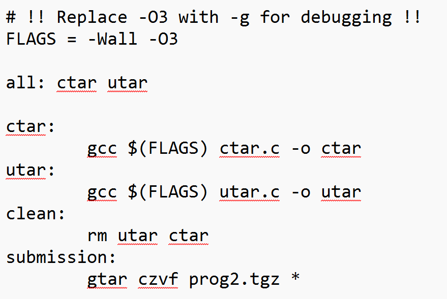 Solved FLAGS = -Wall -03all: ctar utarctar:gcc $(FLAGS) | Chegg.com