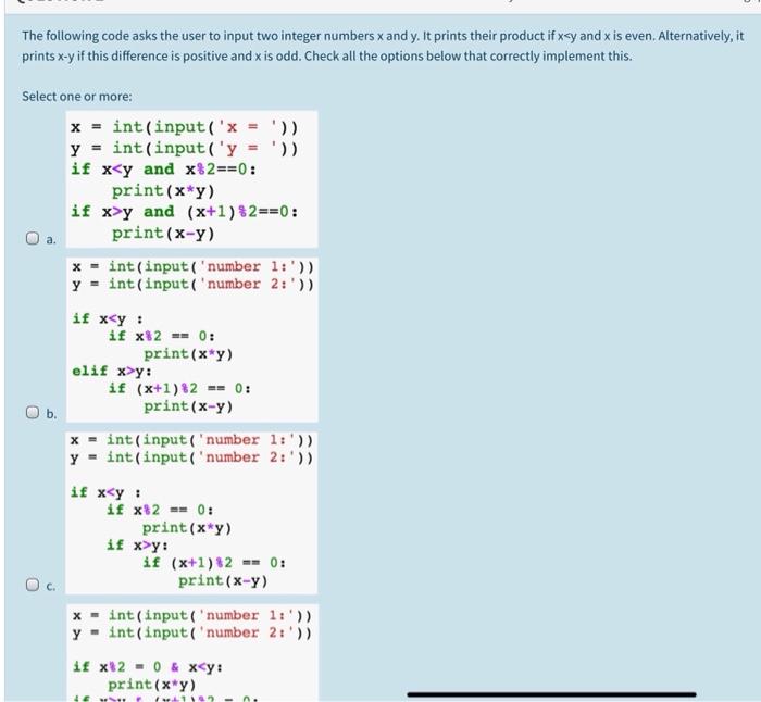 Solved The following code asks the user to input two integer | Chegg.com