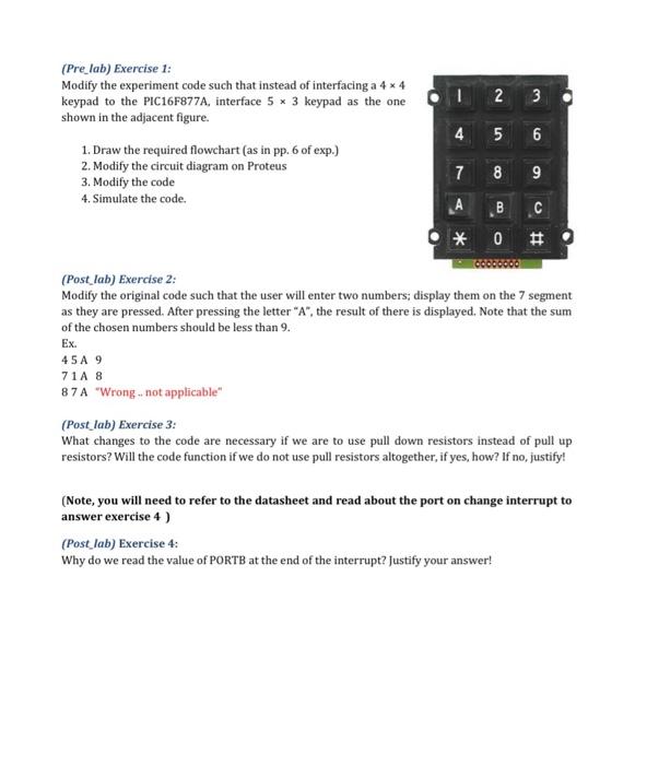 Solved 3 (Pre_lab) Exercise 1: Modify the experiment code | Chegg.com