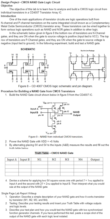 Solved Design Project - ﻿CMOS NAND Gate Logic | Chegg.com
