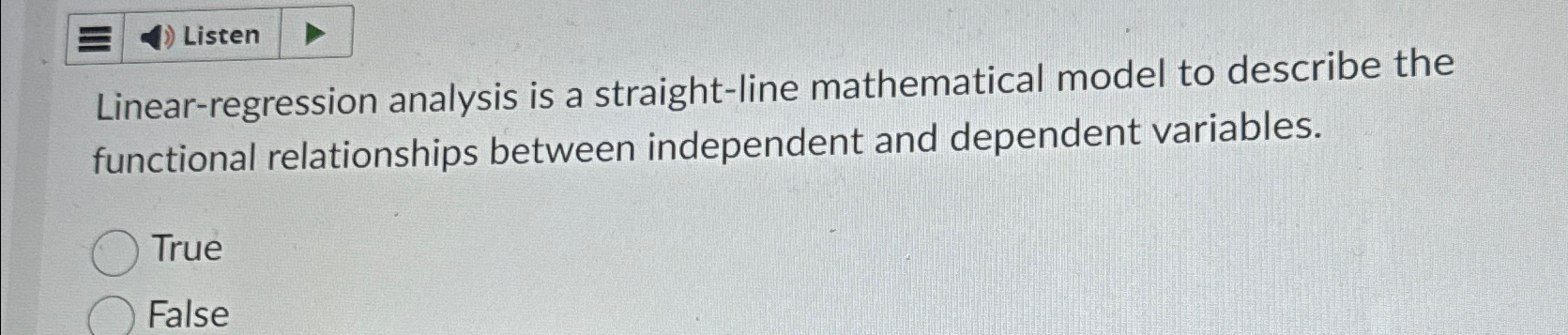 Solved ListenLinear-regression analysis is a straight-line | Chegg.com