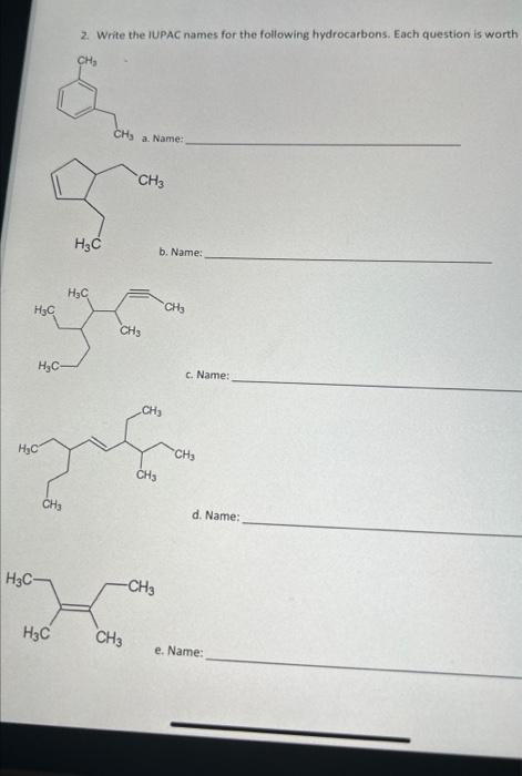 Solved 1. Draw the structures of the following hydrocarbons. | Chegg.com