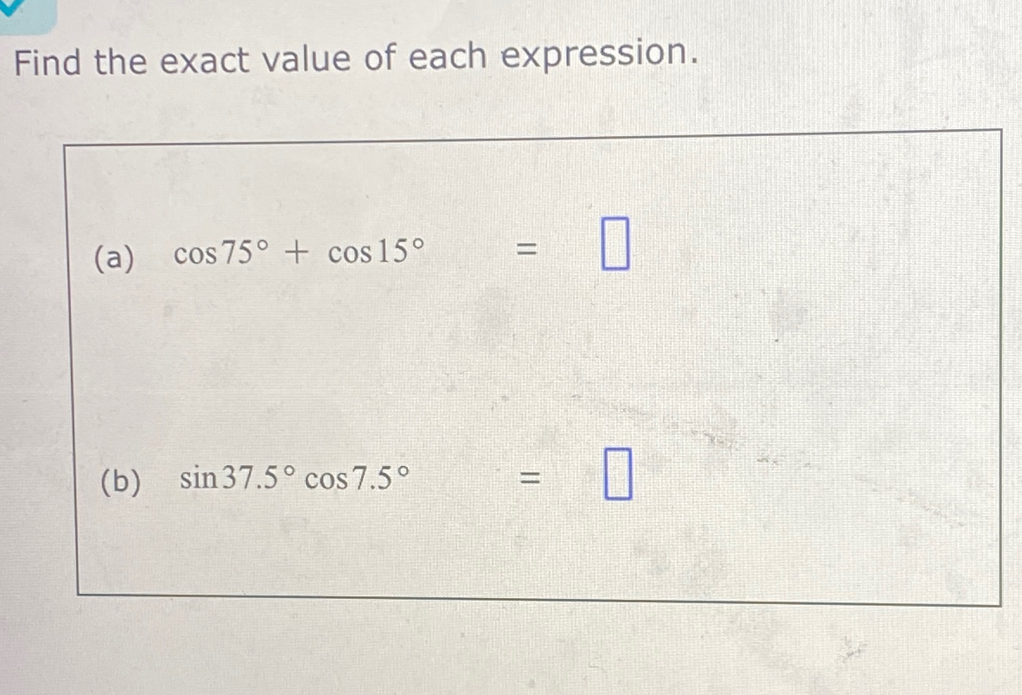 Solved Find the exact value of each | Chegg.com