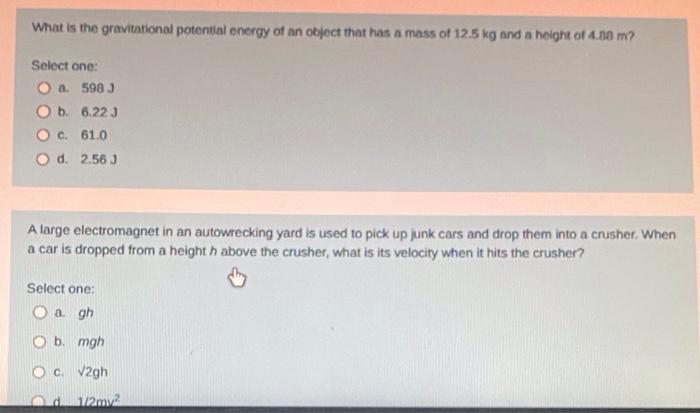 Solved What is the gravitational potential energy of an | Chegg.com