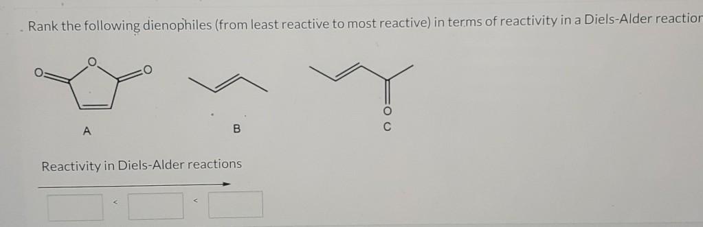 Solved Rank the following dienophiles (from least reactive | Chegg.com