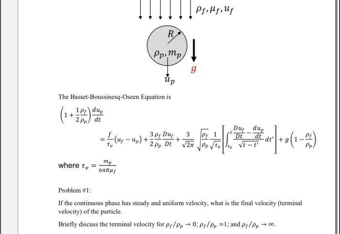 Solved up The Basset-Boussinesq-Oseen Equation is 1p dup 2 | Chegg.com