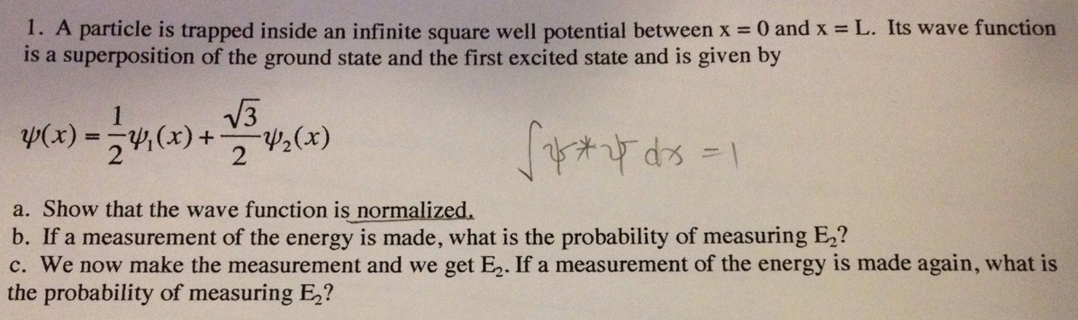 Solved A particle is trapped inside an infinite square well | Chegg.com