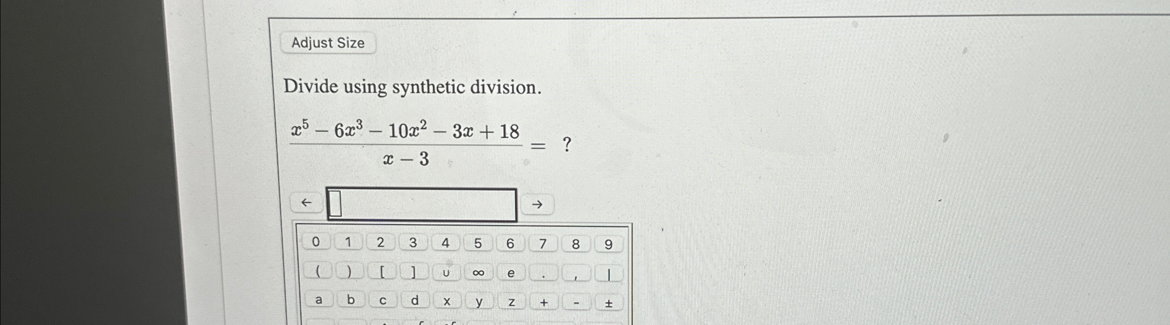 Solved Adjust SizeDivide using synthetic | Chegg.com