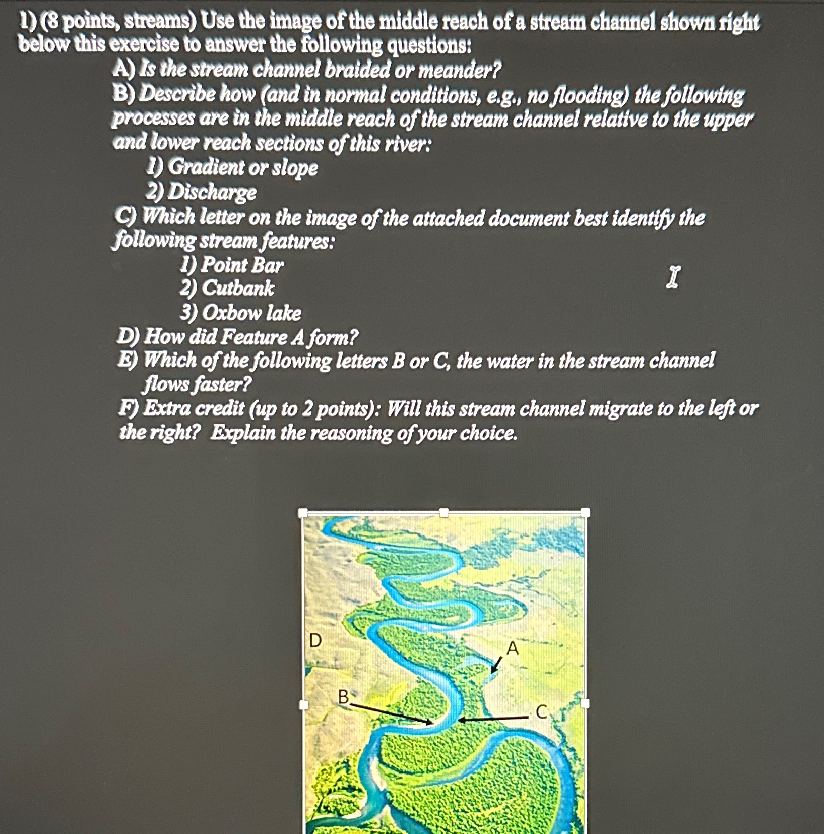 Solved Use the image of the midalle reach of a stream | Chegg.com