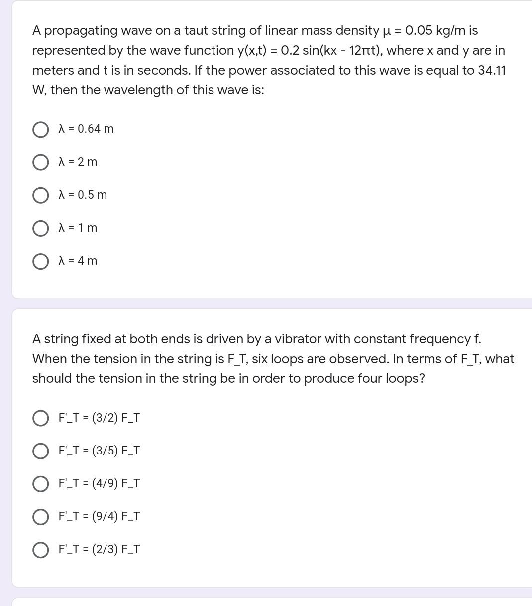 Solved = A propagating wave on a taut string of linear mass | Chegg.com