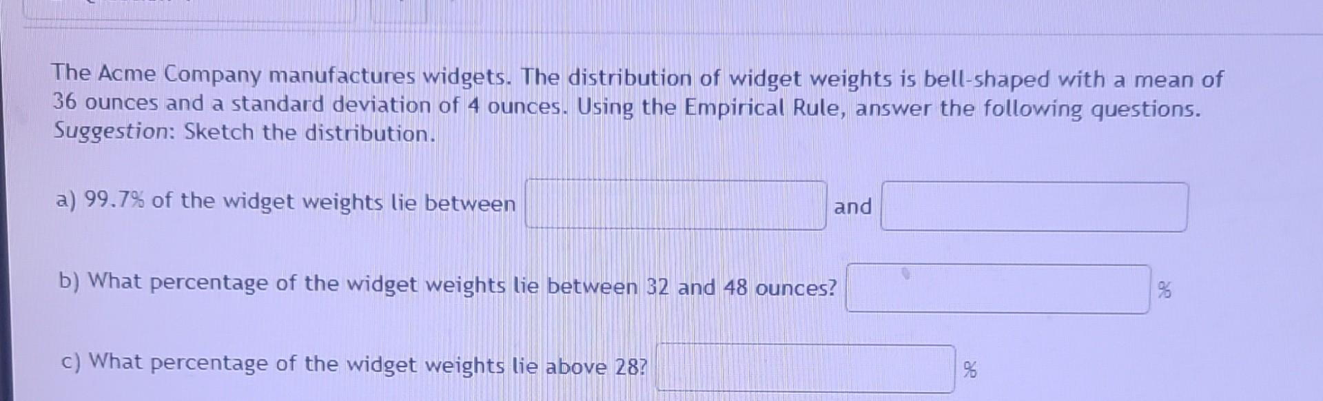 Solved The Acme Company manufactures widgets. The | Chegg.com