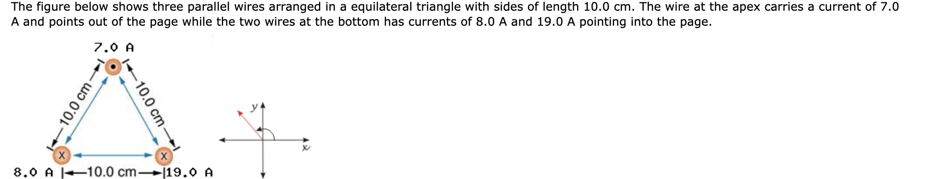 Solved The figure below shows three parallel wires arranged | Chegg.com