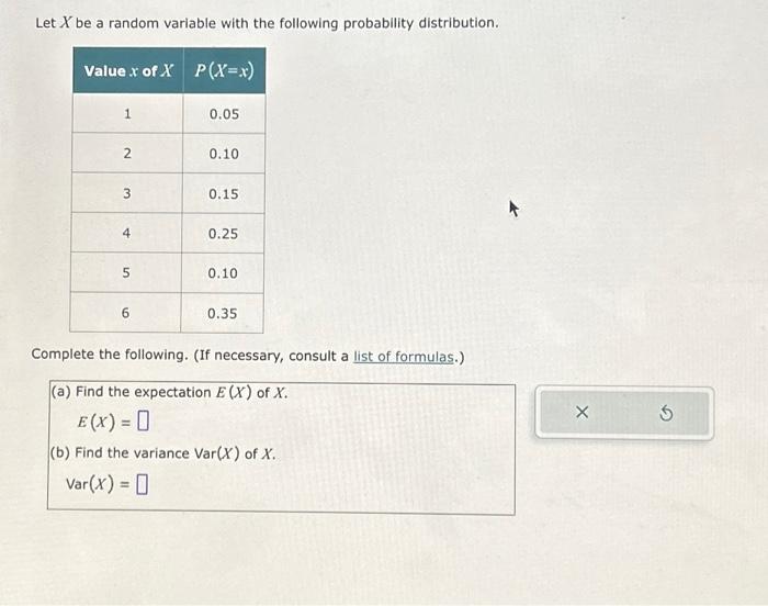 Solved Let X be a random variable with the following | Chegg.com