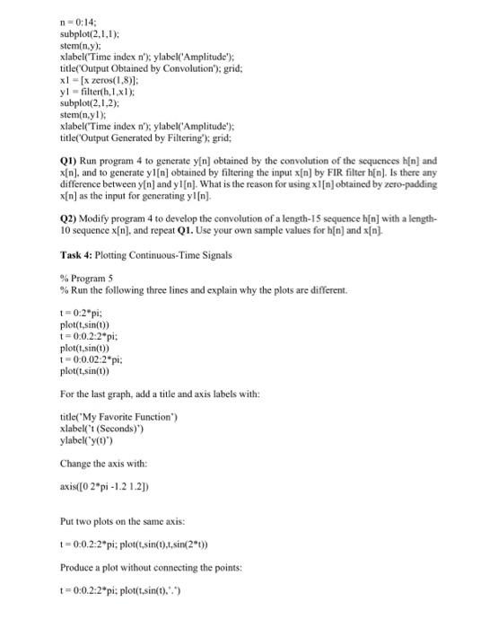 Solved Task 1: Unit sample and unit step sequences. The | Chegg.com