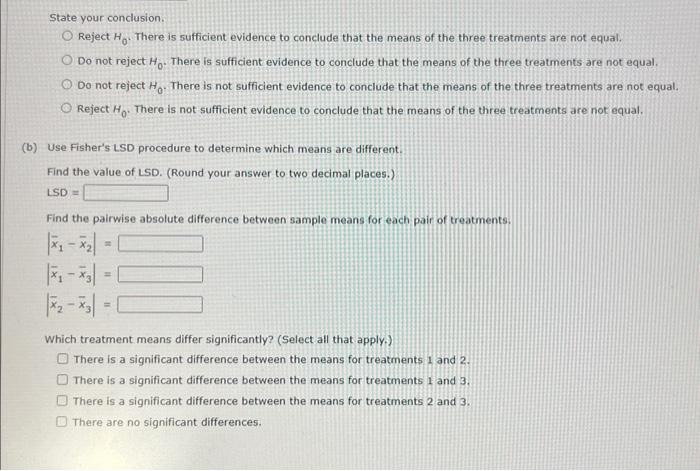 Solved owing data are from a completely randomized design. | Chegg.com