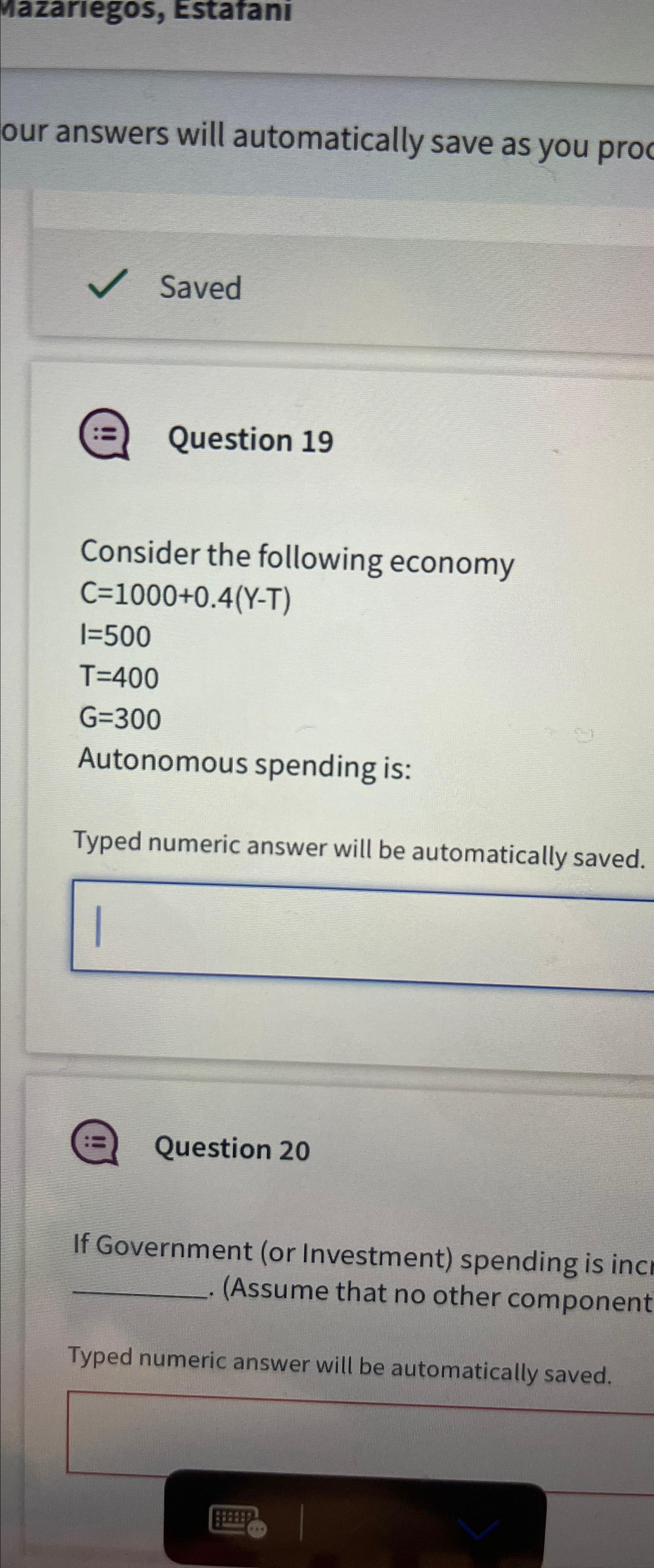 Solved our answers will automatically save as you | Chegg.com