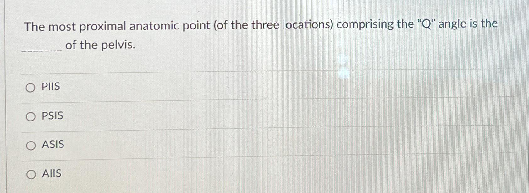 Solved The most proximal anatomic point (of the three | Chegg.com