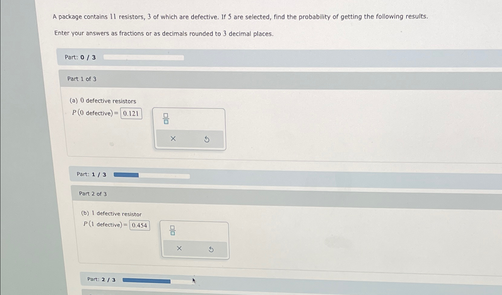 Solved A package contains 11 ﻿resistors, 3 ﻿of which are | Chegg.com