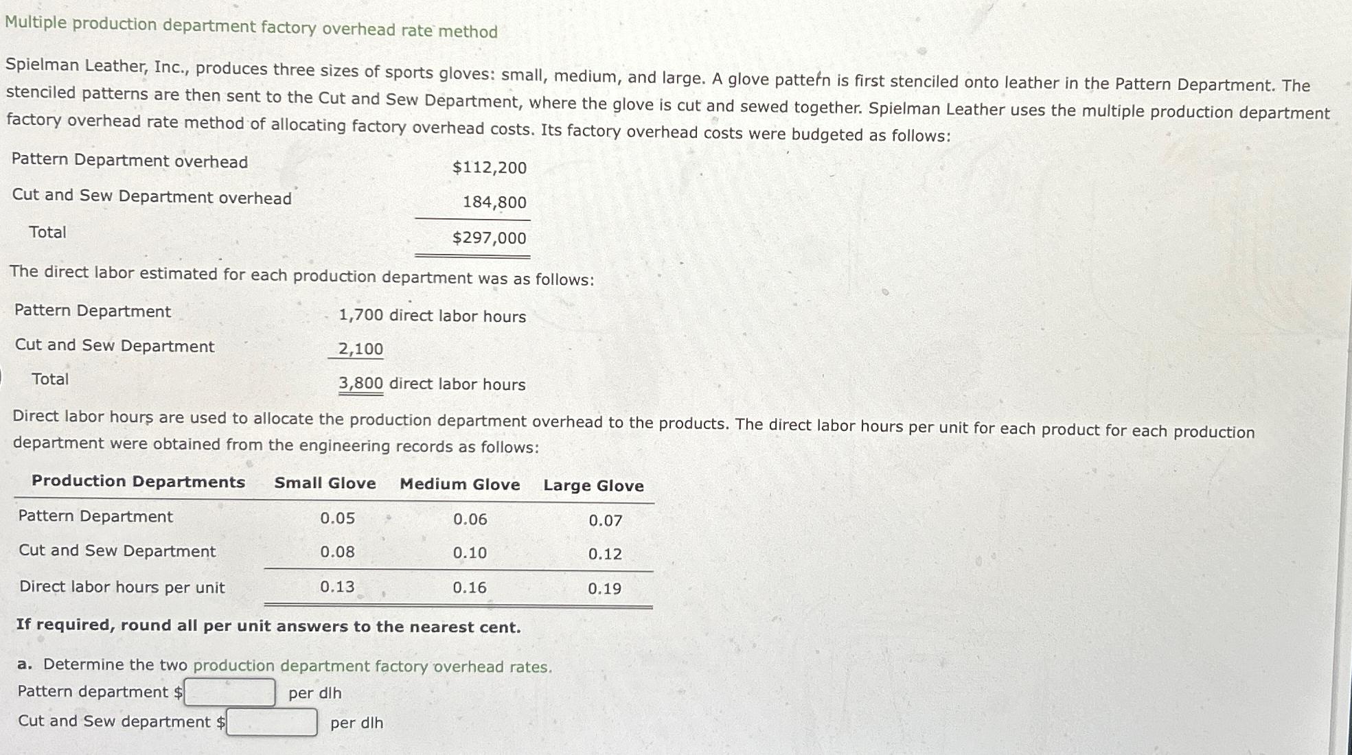 Solved Multiple production department factory overhead rate | Chegg.com