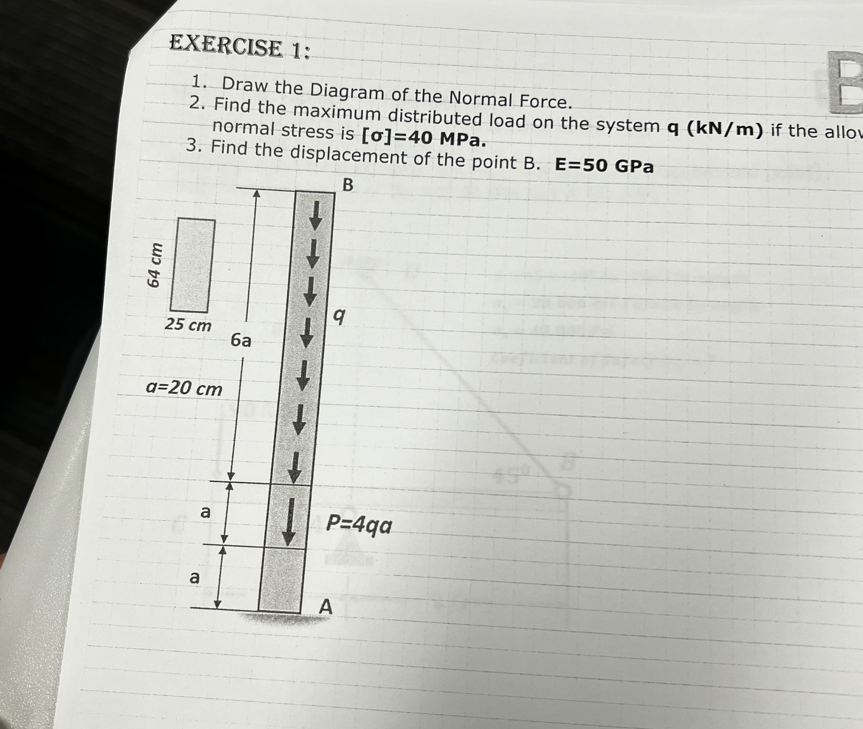 Solved EXERCISE 1:Draw the Diagram of the Normal Force.Find | Chegg.com