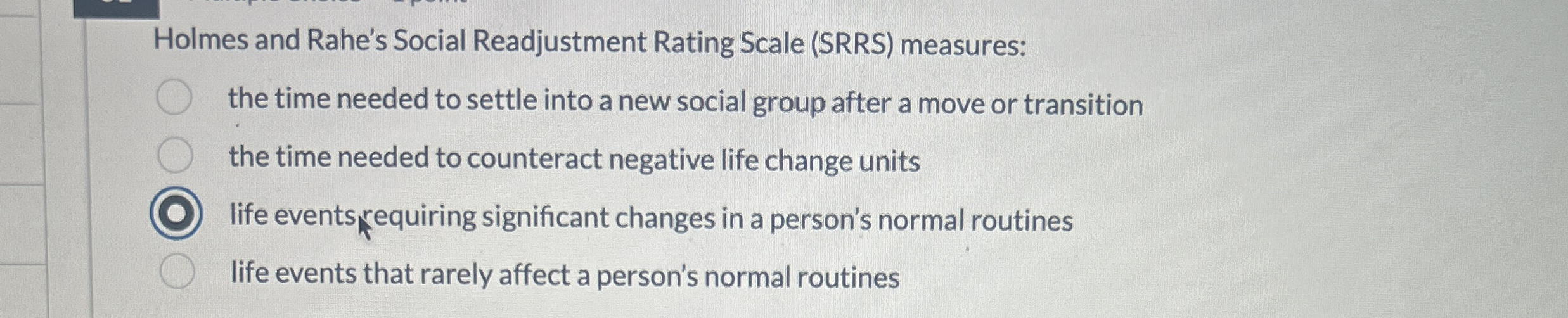 Solved Holmes and Rahe's Social Readjustment Rating Scale | Chegg.com