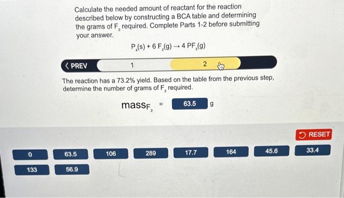 Solved Calculate the needed amount of reactant for the | Chegg.com